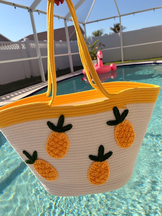 Bags | Yellow Pineapple Crochet Tote Bagbeach Bag Market Bag 21 X 15 ...